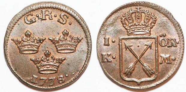 Typsida – Gustav III – 1 Öre km – Falcoin.se